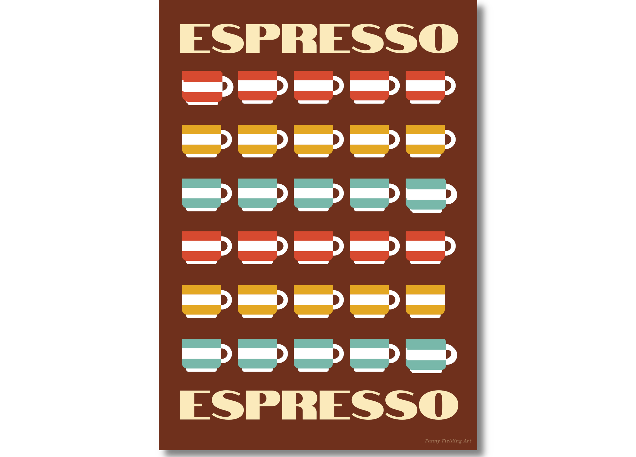 OCD - Espresso Coffee Cups - Prank Wall Art – Fanny Fielding Art